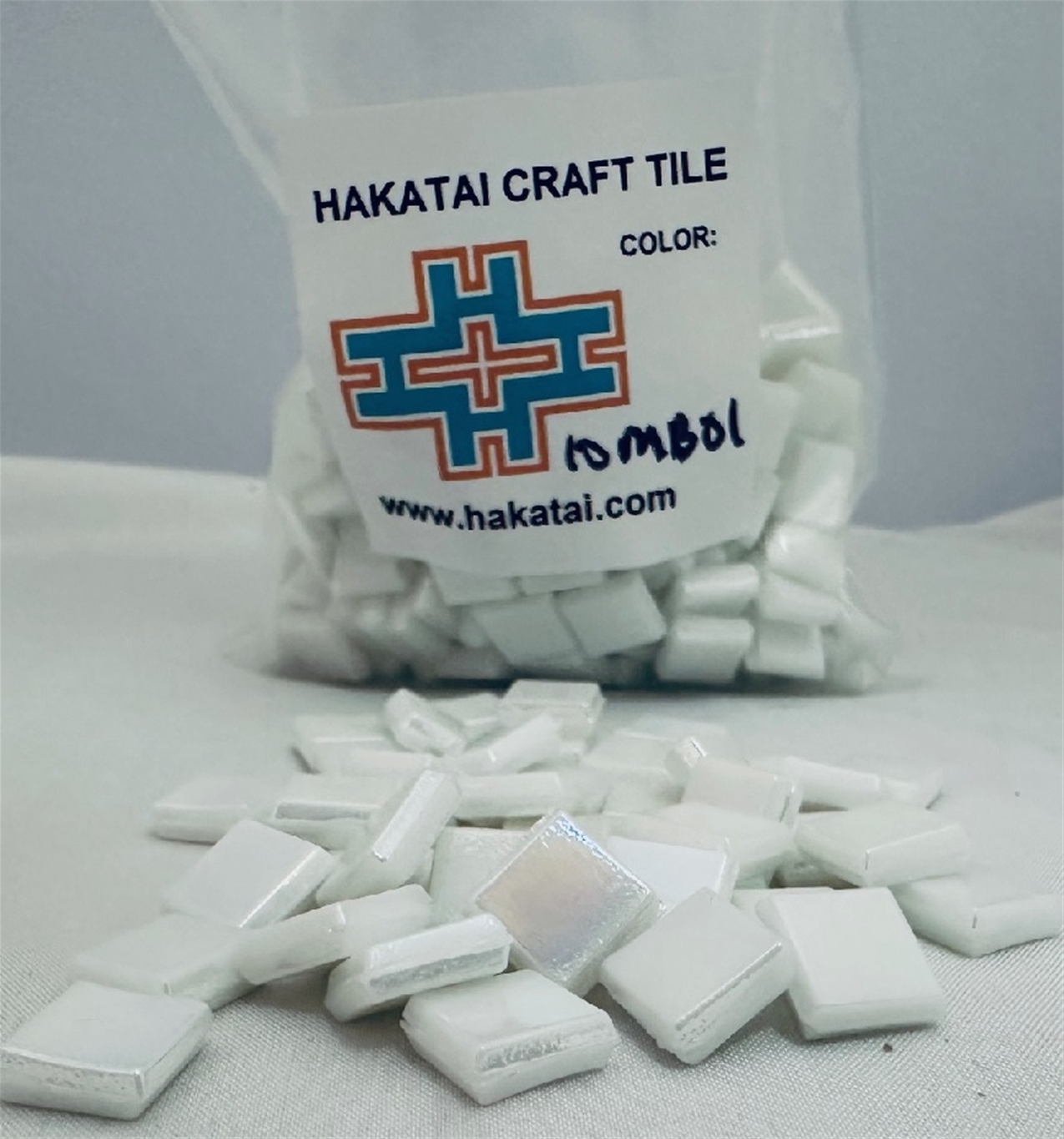 Small White Mosaic Craft Tile--3/8 inch