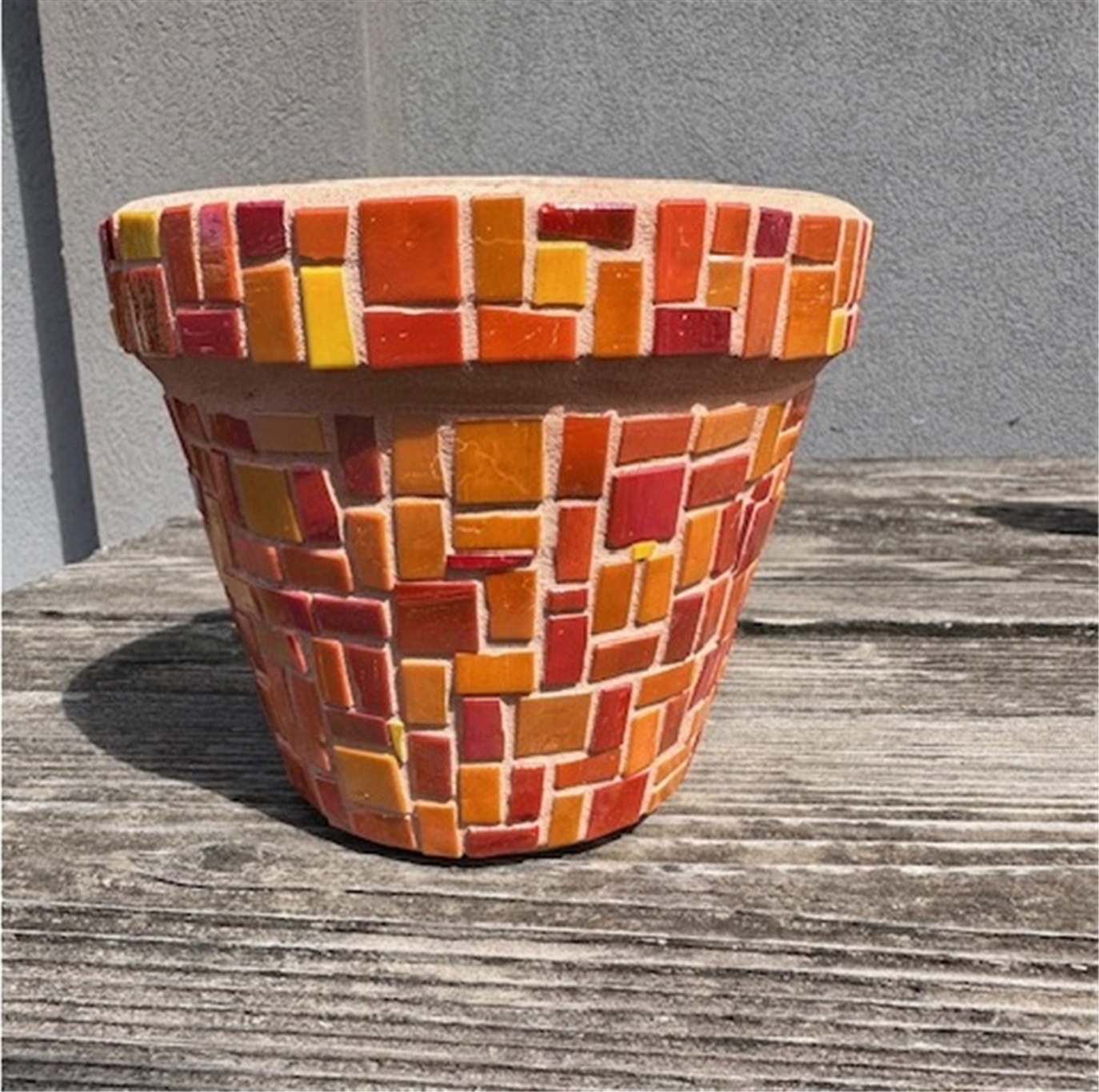 Mosaic Planter Pot with orange tile